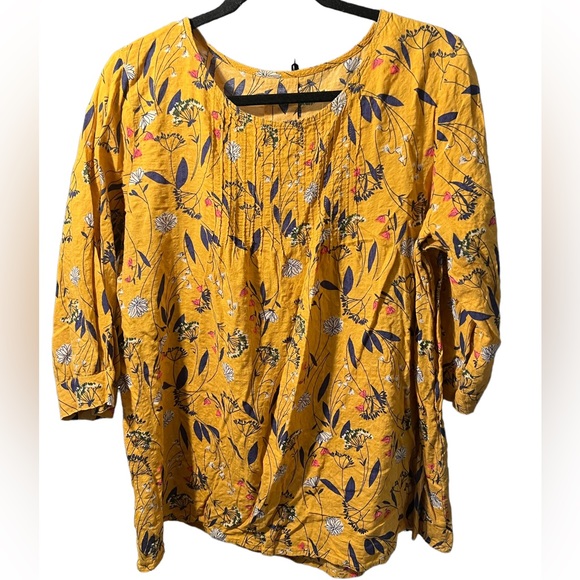Tops | Yellow Flower Tunic Long Sleeve | Poshmark